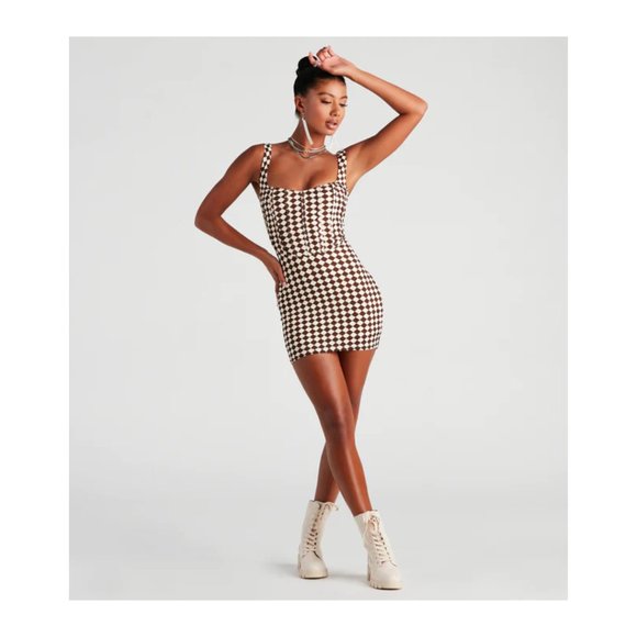 Windsor | Dresses | Checker Mini Dress Nwt | Poshmark